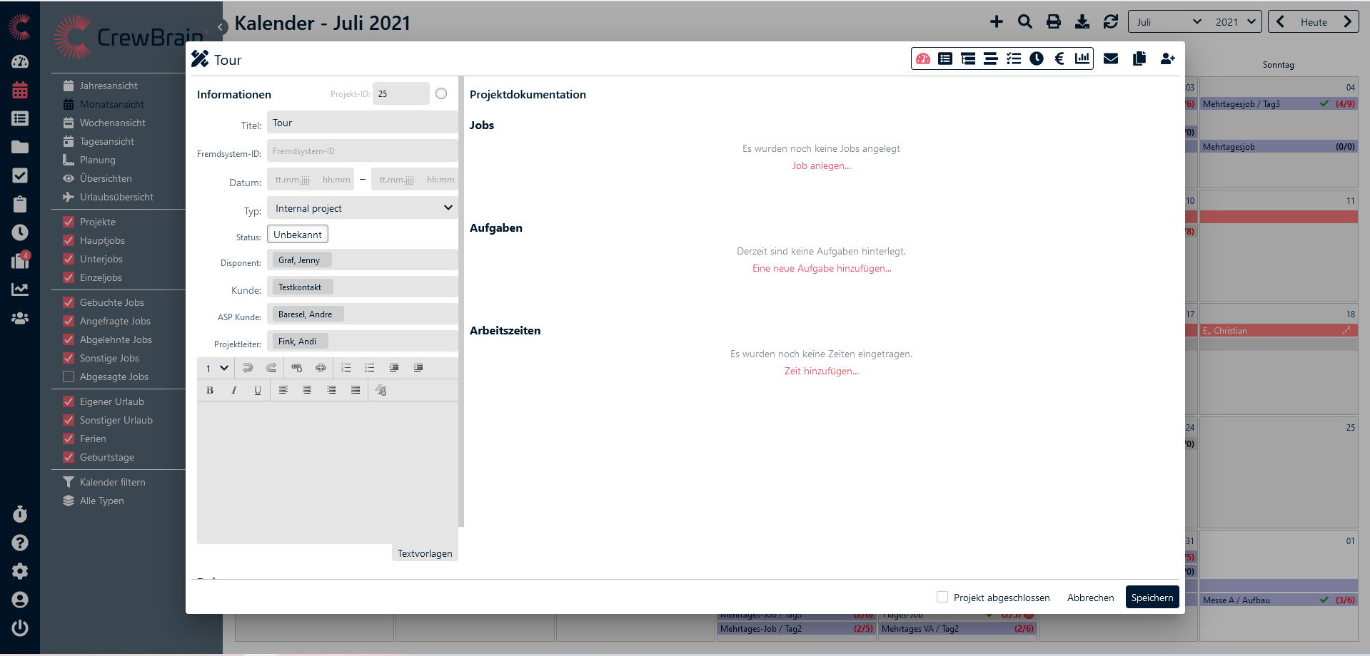 Projekt anlegen | CrewBrain Wiki